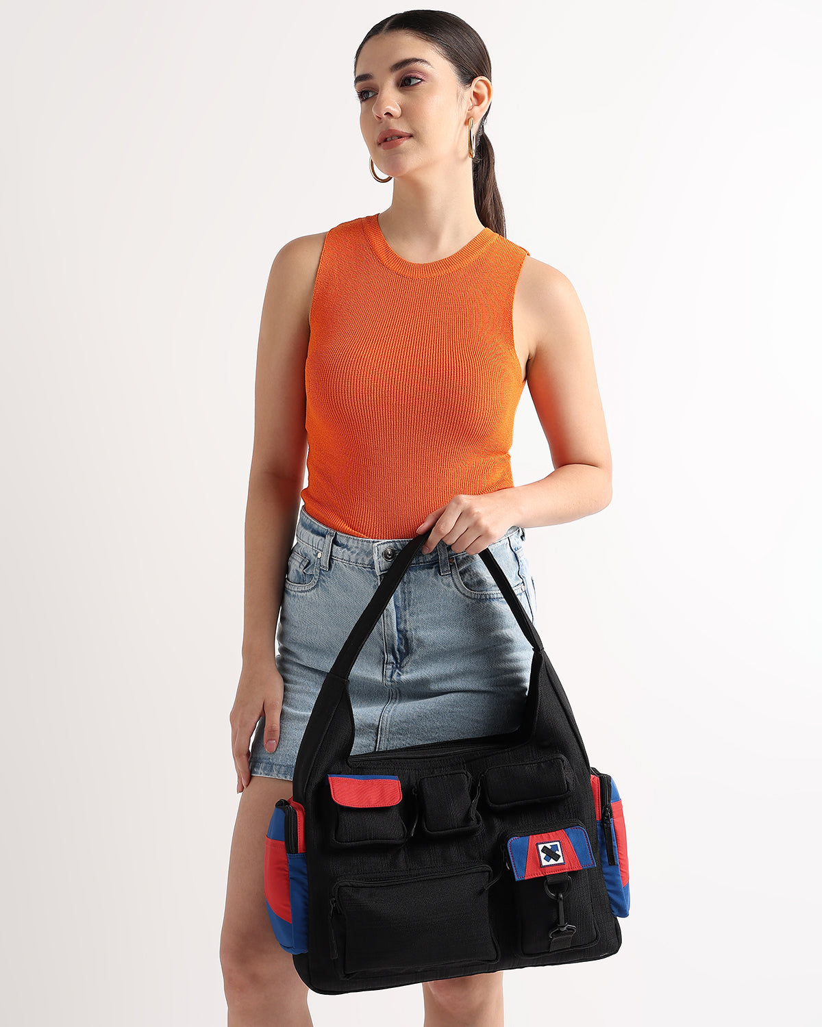 POCKET CLUSTER HOBO BAG - Black Strobe Red – NO MORE